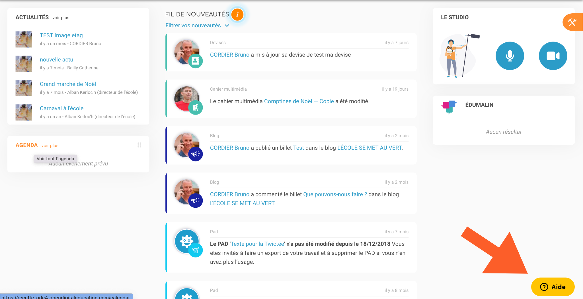Un bouton d'aide en ligne sur ONE & NEO - Édifice